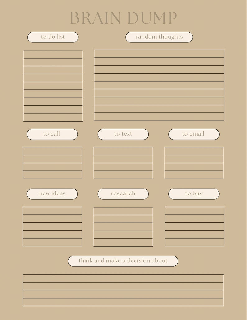 Daily Brain Dump Journal Page - Etsy