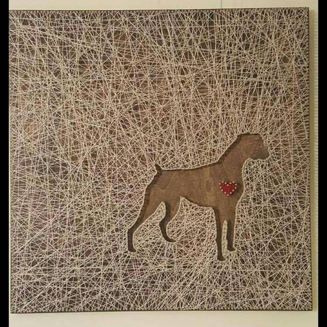 Boxer Dog String Art W/ Heart Added 16x16 - Etsy