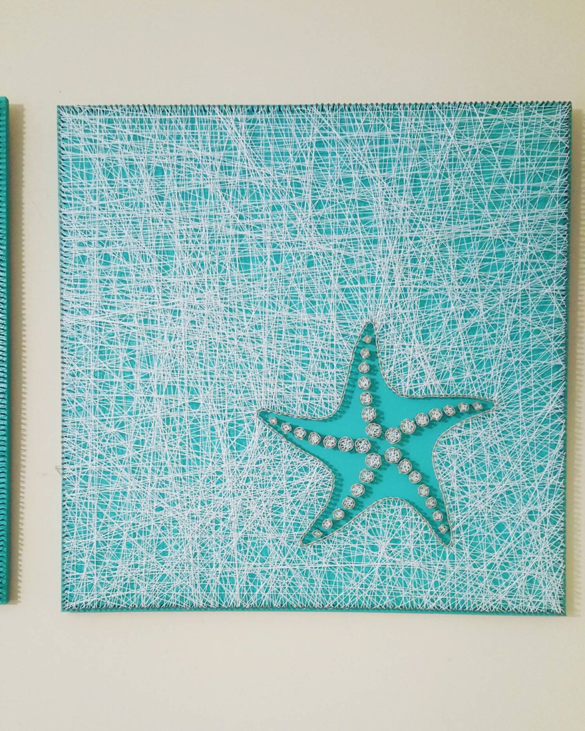 Star Fish String Art Seafoam Green Paint With White String - Etsy