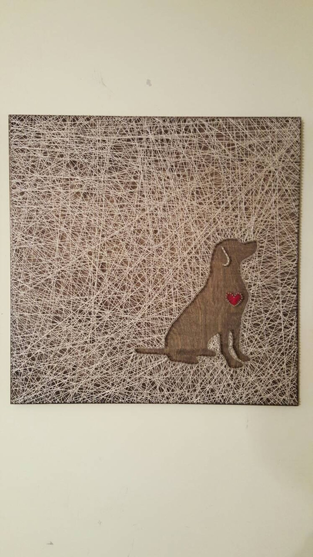 Sitting Lab With Red Heart 16x16 - Etsy