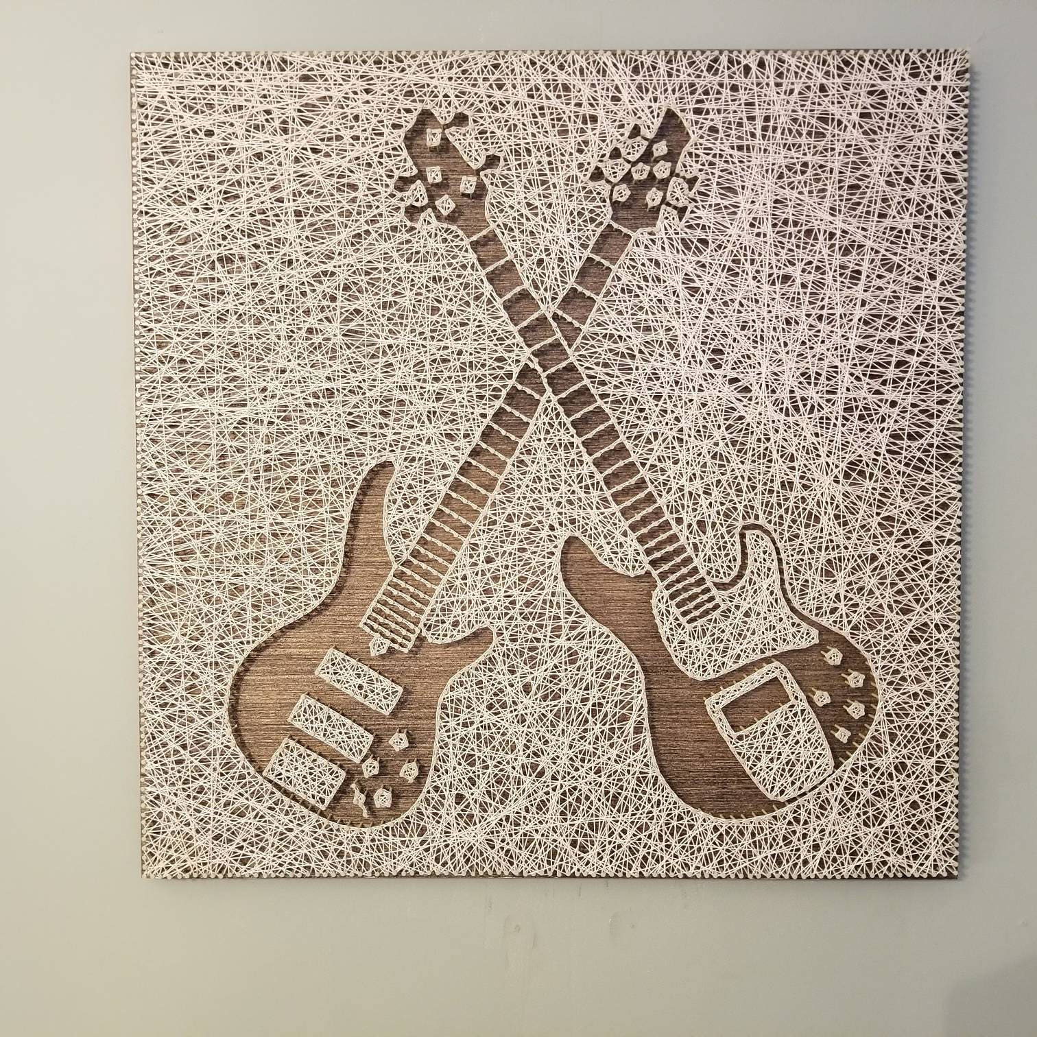 Dual Bass Guitars String Art 24"x24" - Etsy