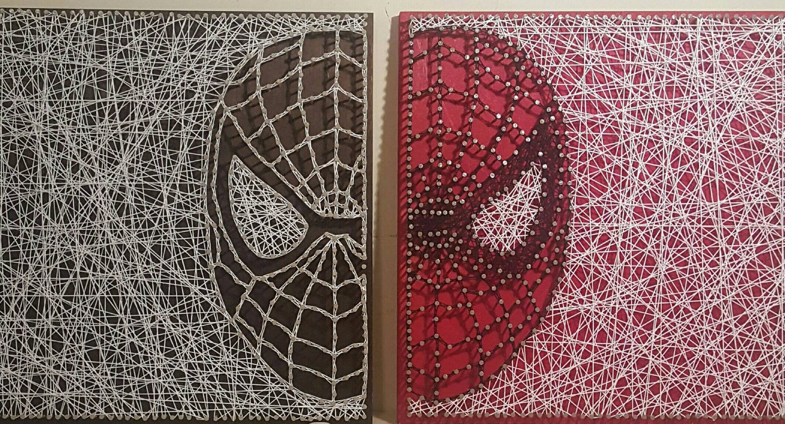 Spiderman String Art Half Image 16x16 - Etsy