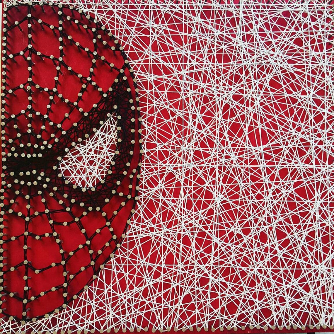 Spiderman String Art Half Image 16x16 - Etsy