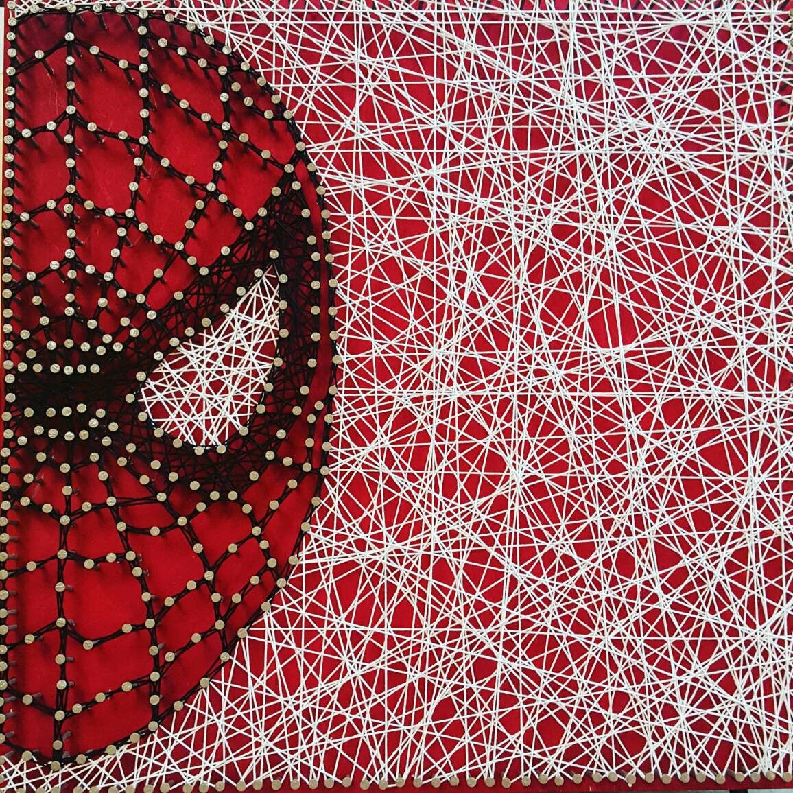 Spiderman String Art Half Image 16x16 - Etsy