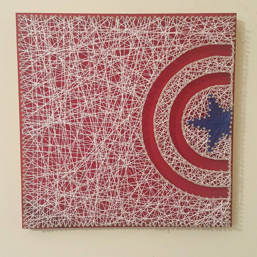 Captain America Shield String Art Half Image 16"x16" - Etsy