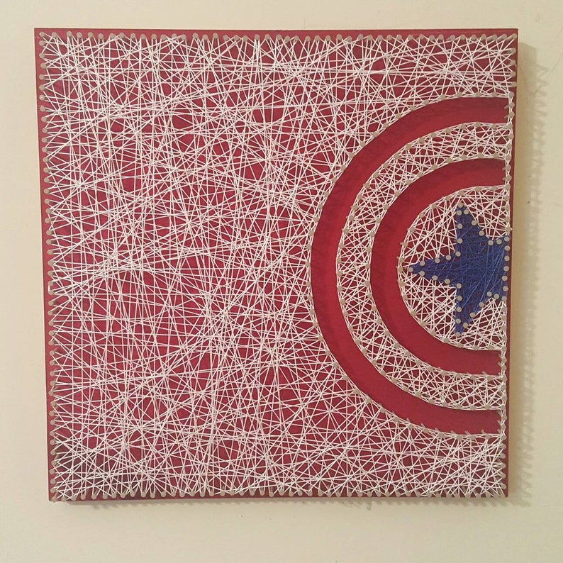 Captain America Shield String Art Half Image 16x16 - Etsy