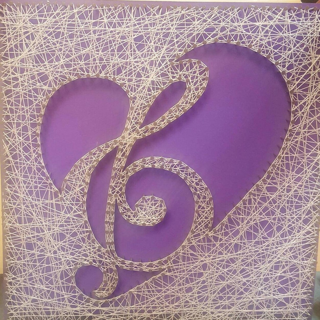 Treble Clef With Heart String Art 16x16 - Etsy