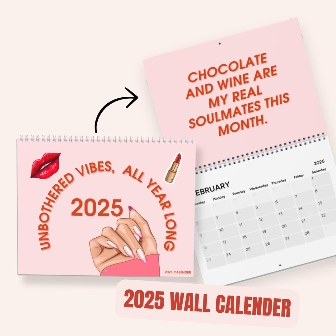 Funny 2025 Wall Calendar, Unhinged Calendar, Gift for Her, Humorous ...