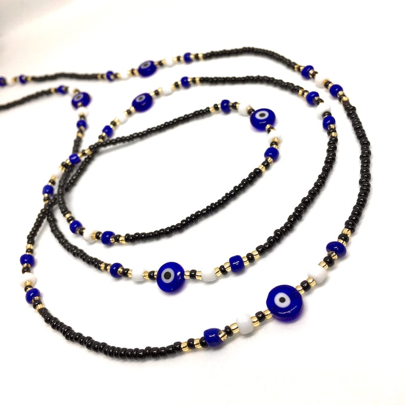 Tie on Waist Beads, 25-60 Inches Belly Bead, Evil Eye Belly Chains ...