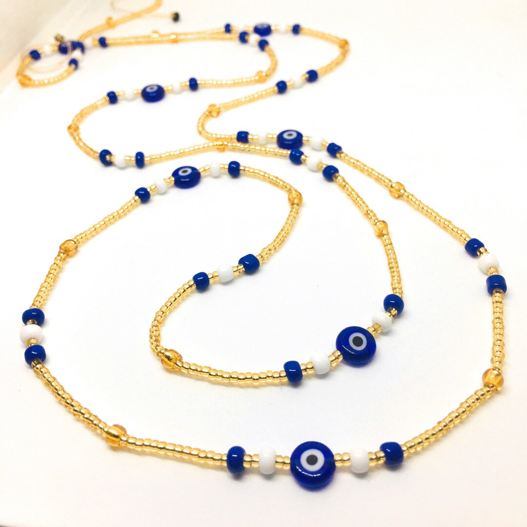 Evil Eye Protection Waist Beads, Belly Chain for Weight Loss, 25-60 ...