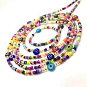 Multicolor Evil Eye Waist Beads, Belly Chain for Weight Loss, 25-60 ...