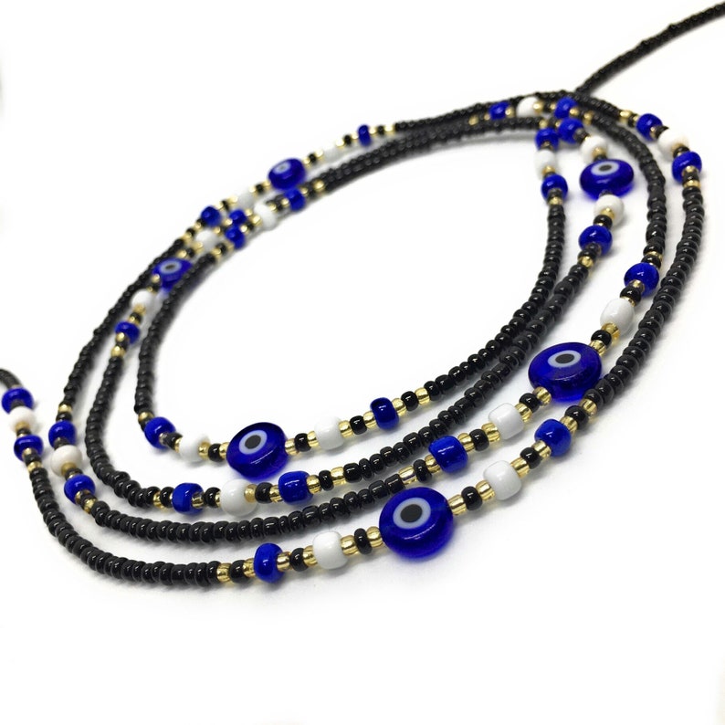 Tie on Waist Beads, 25-60 Inches Belly Bead, Evil Eye Belly Chains ...