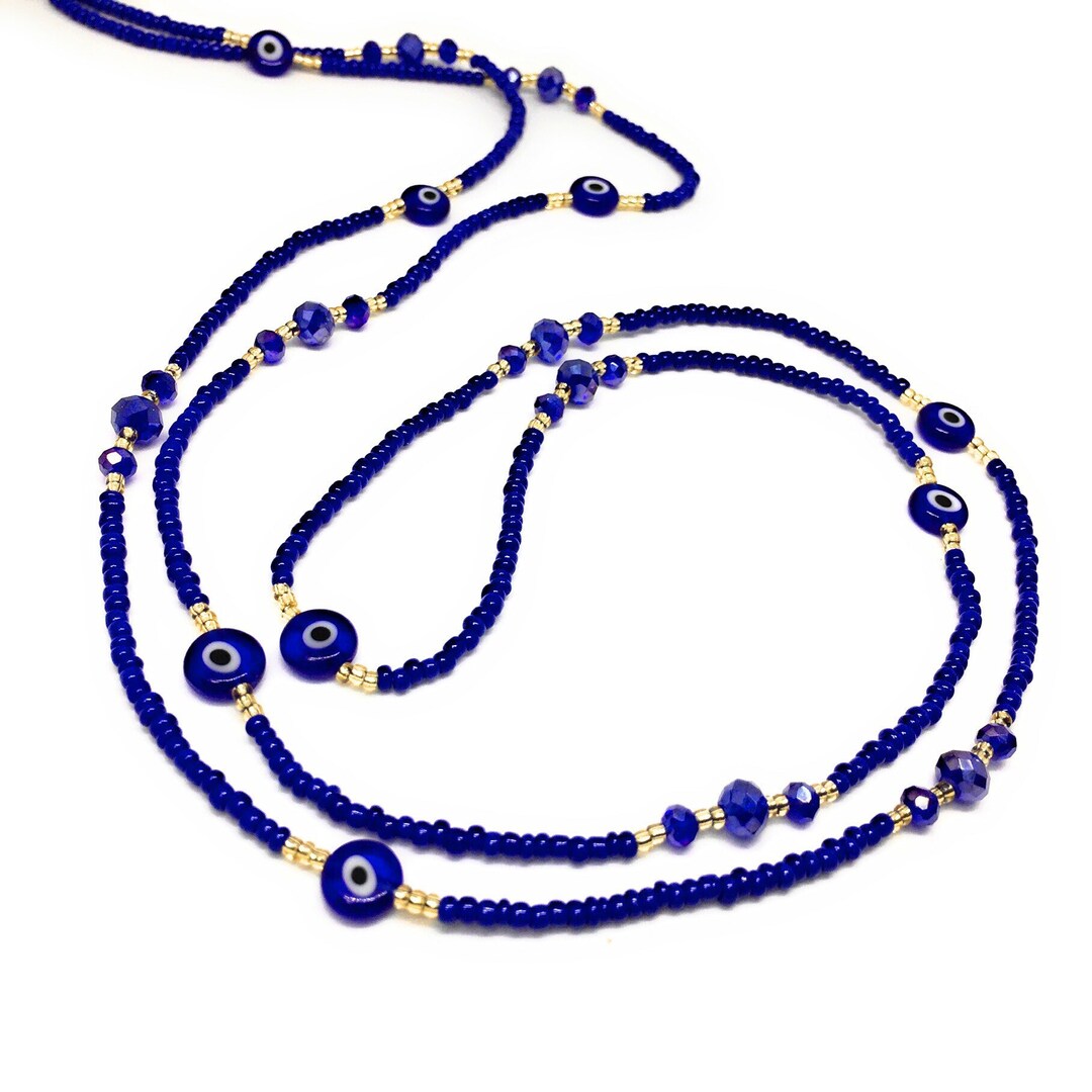 Evil Eye Belly Beads, 25-60 Inches Waist Beads, Tie-on Belly Bead ...