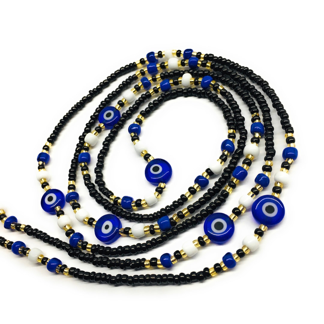 25-60 Inches Waist Beads, Evil Eye Waist Bead, Tie-on Belly Bead, Waist ...