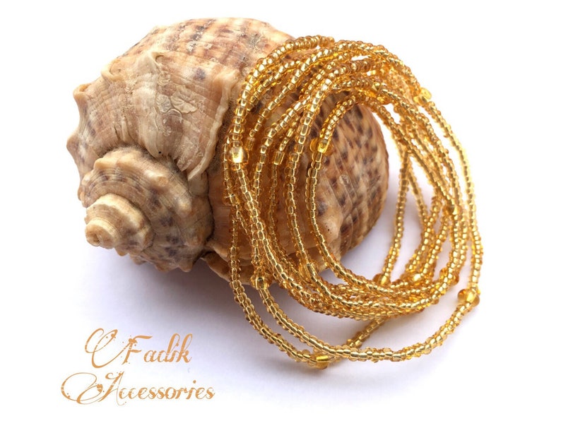 Waist Bead Set 2 Pcs String Red Gold Belly Bead African | Etsy