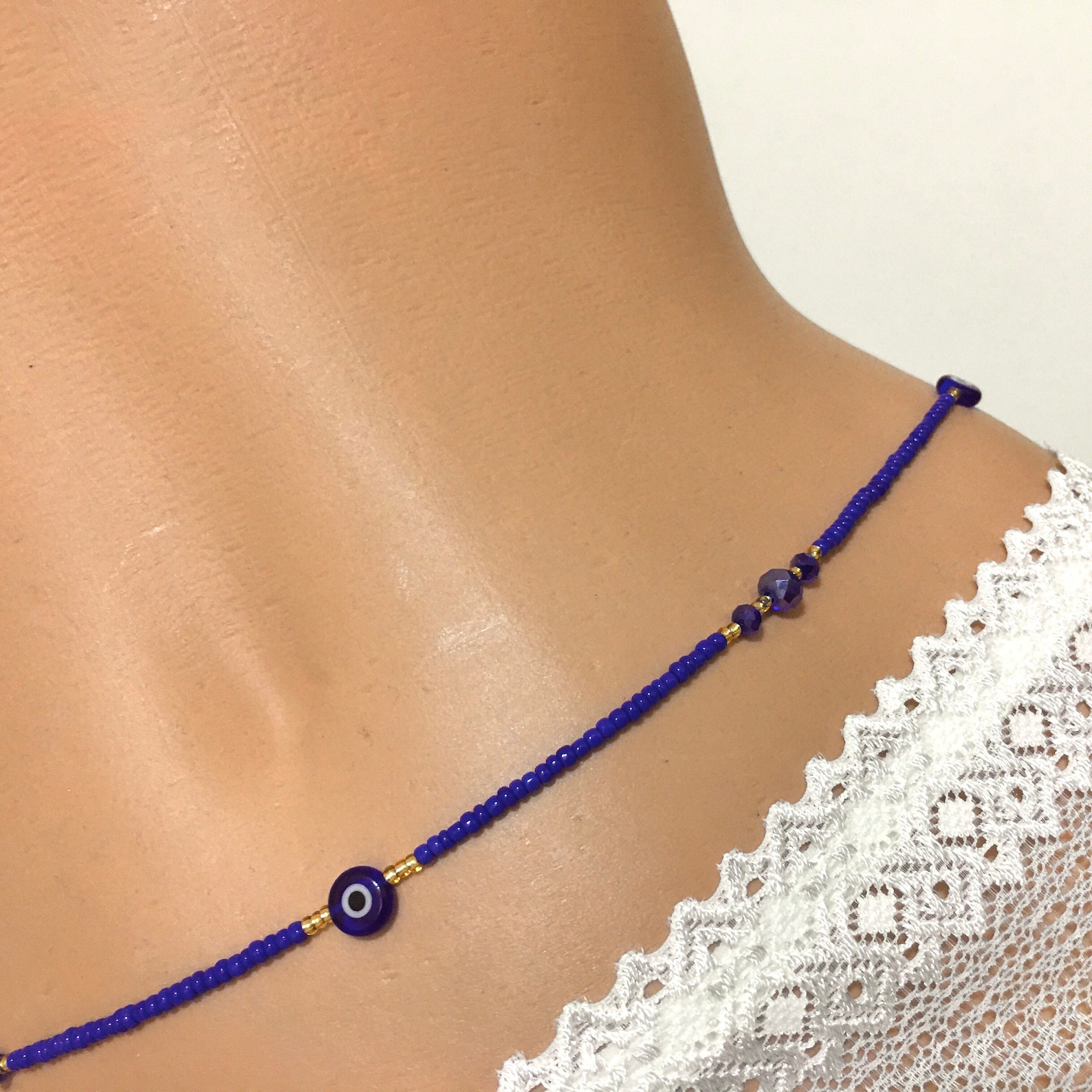 Evil Eye Waist Beads Royal Blue Belly Bead Beaded Waist - Etsy