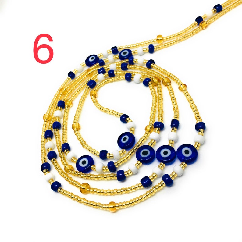 Tie on Waist Beads, 25-60 Inches Belly Bead, Evil Eye Belly Chains ...
