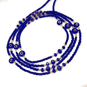 Evil Eye Waist Beads, Royal Blue Belly Bead, Beaded Waist Chains, 42 ...