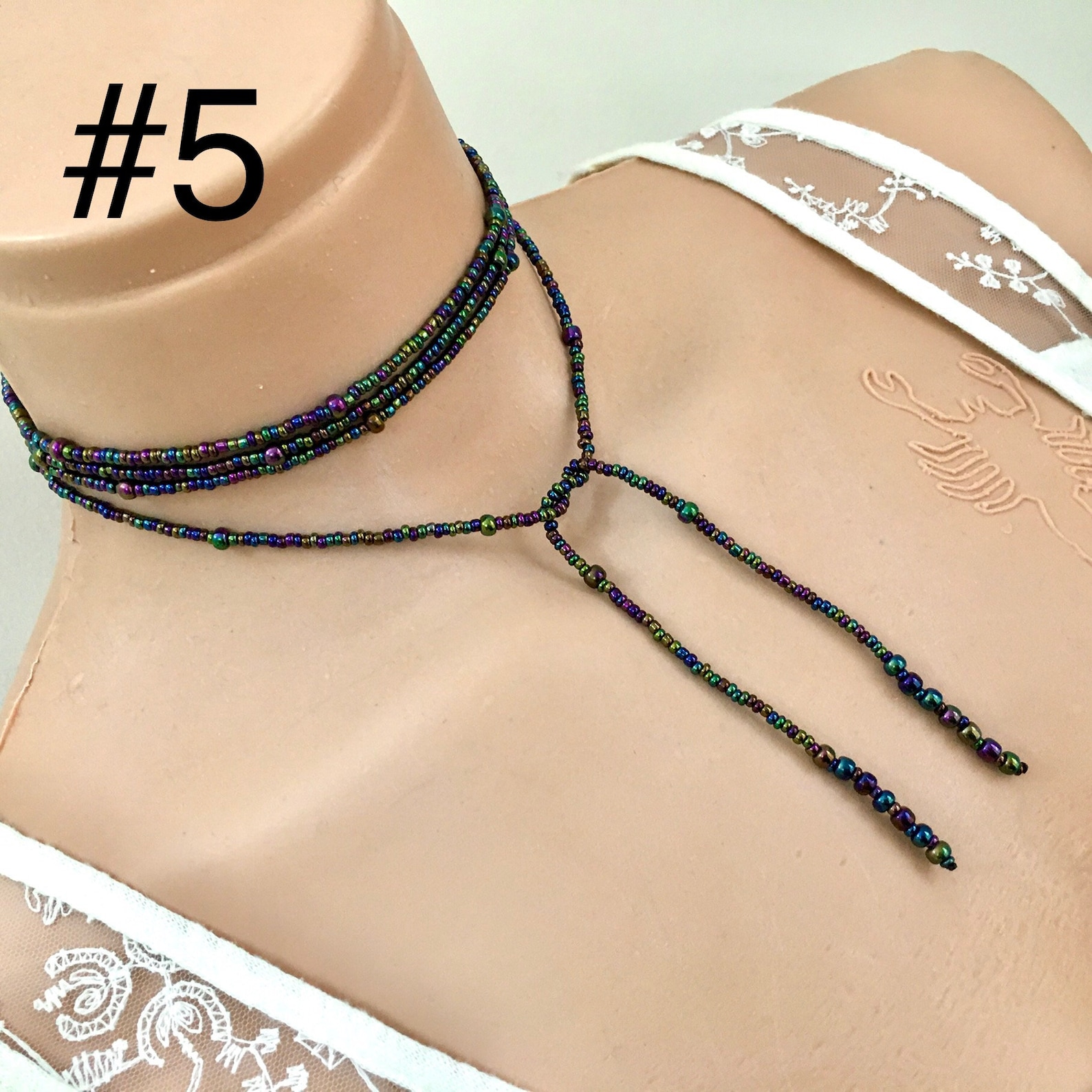 Wrap Necklace Lariat Necklace Colorful Bead Necklace Long - Etsy