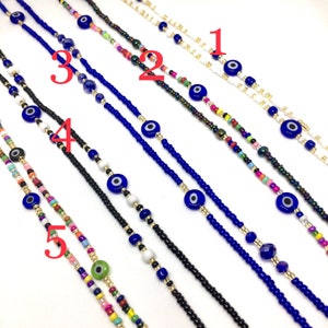 Tie on Waist Beads, 25-60 Inches Belly Bead, Evil Eye Belly Chains ...