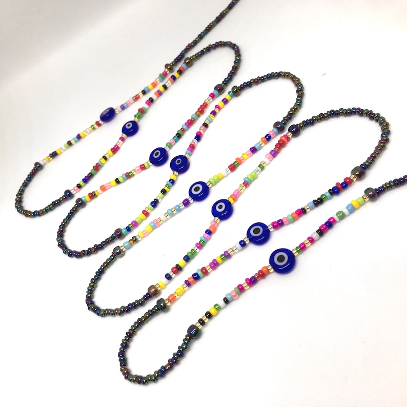 Tie on Waist Beads, 25-60 Inches Belly Bead, Evil Eye Belly Chains ...
