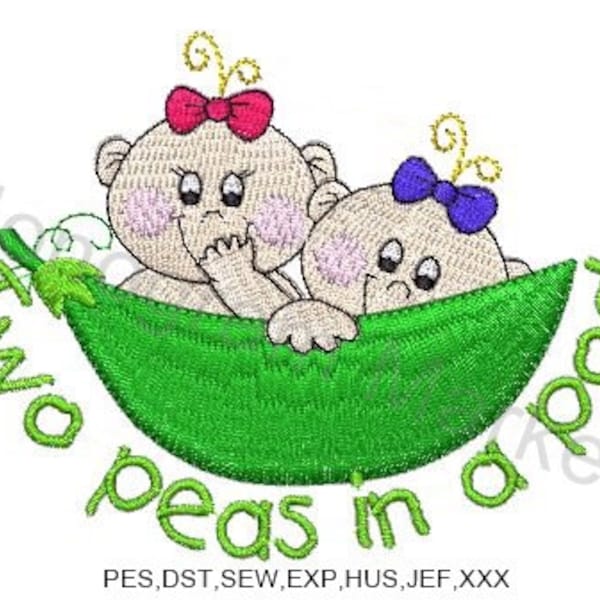 Two Peas in a Pod Embroidery Design - Etsy