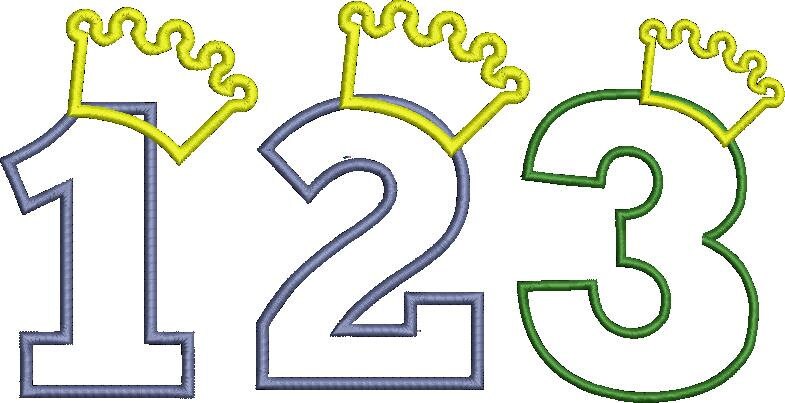 Crown Numbers Applique | Etsy