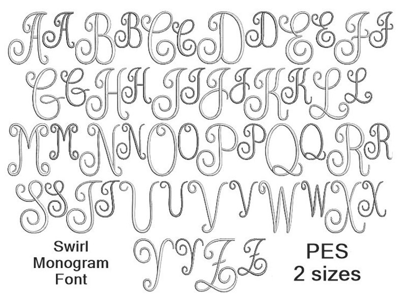 Swirl Monogram Font PES Format Machine Embroidery Font - Etsy