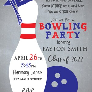 Bowling Party Graduation Invitation Senior Bowling Party - Etsy