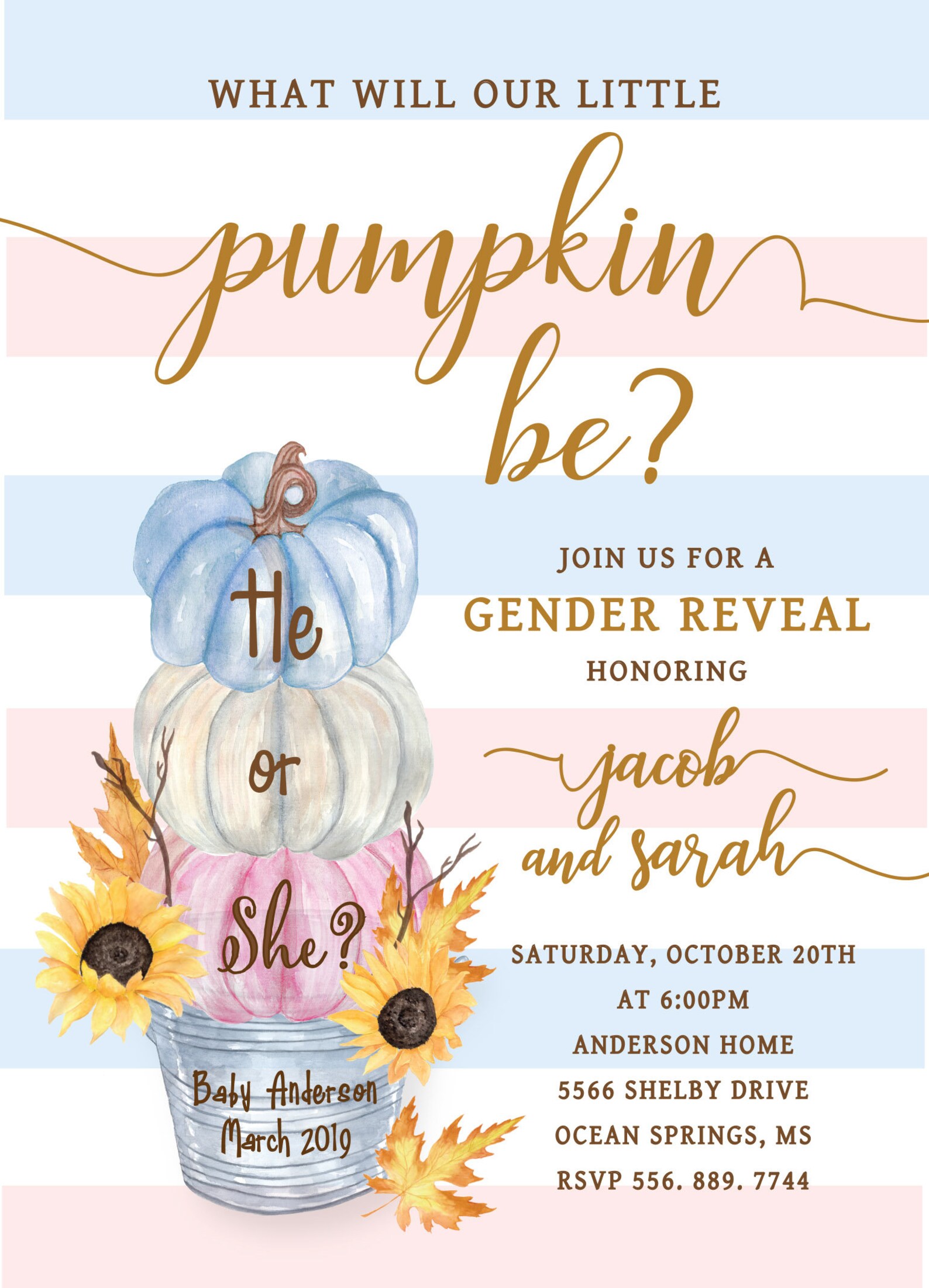 Fall Gender Reveal Invitation Pumpkin Gender Reveal Fall - Etsy