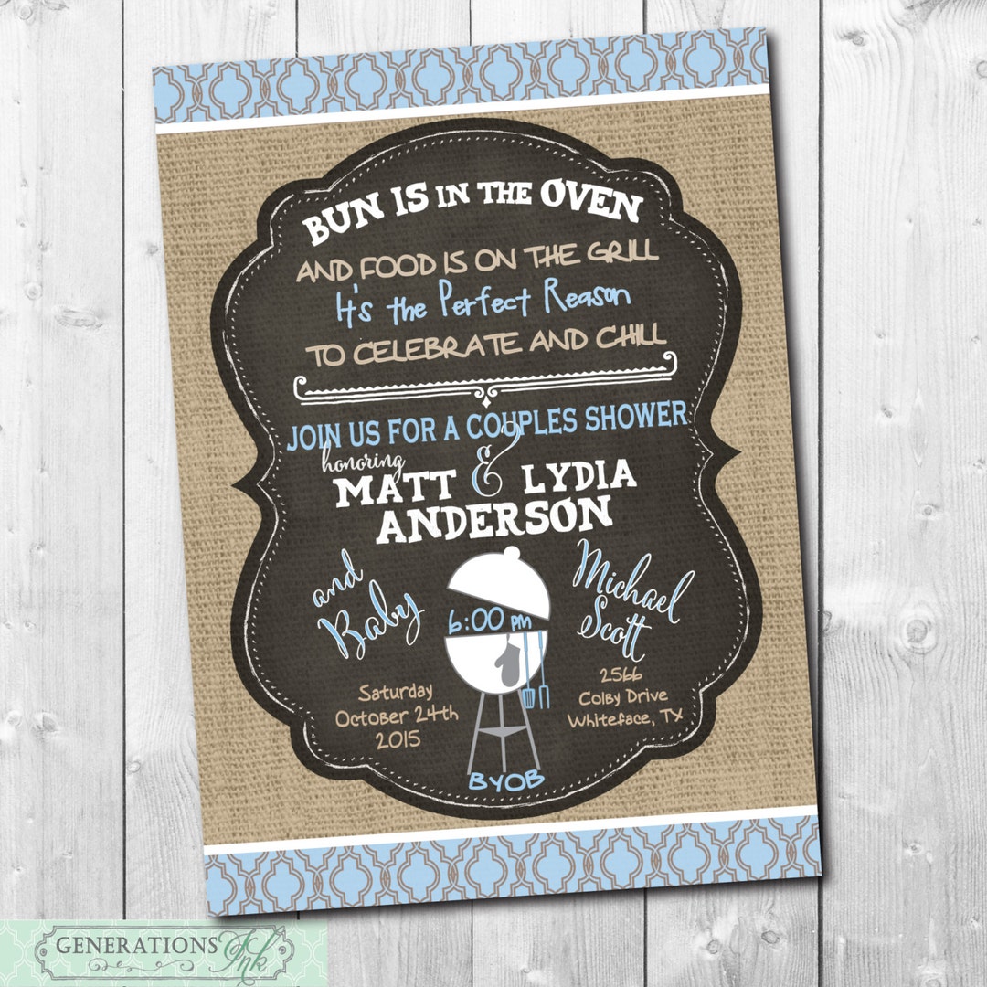 Couples Baby Shower Invitation Printable/digital File/bun in Oven, Baby ...