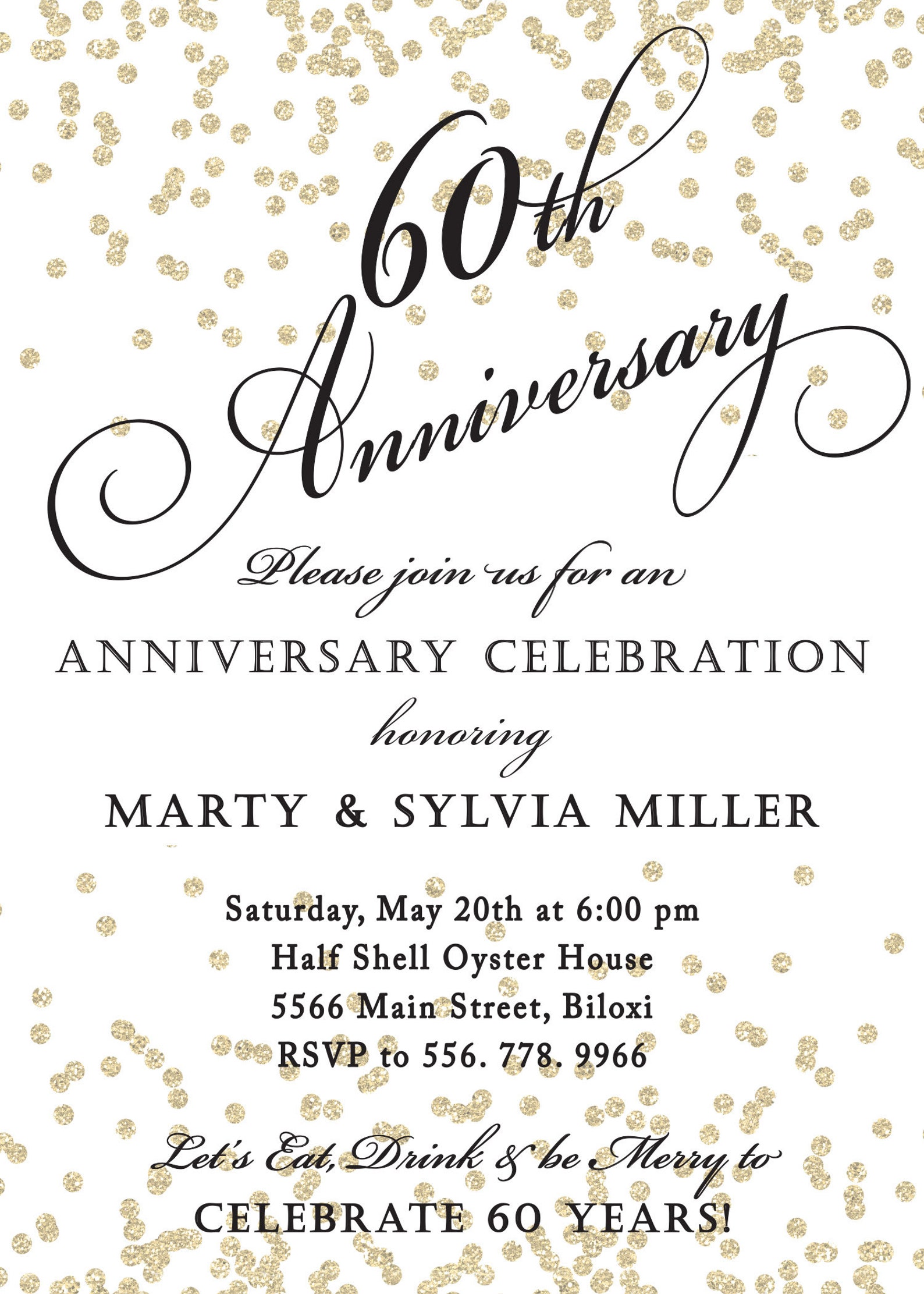 60th Wedding Anniversary Invitation Printable/digital File/party ...