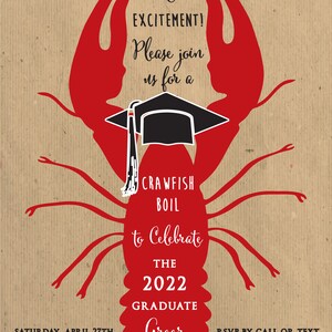 Graduation Party Invitation, Crawfish Boil Invitation, Graduation ...