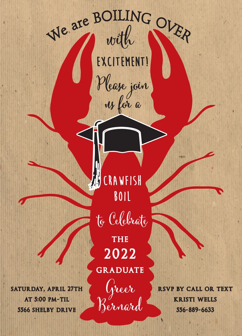 Graduation Party Invitation Crawfish Boil Invitation - Etsy