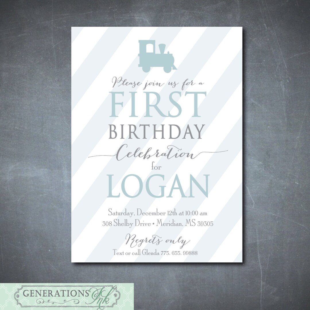 Train Birthday Invitation, First Birthday Boy, Simple Birthday ...