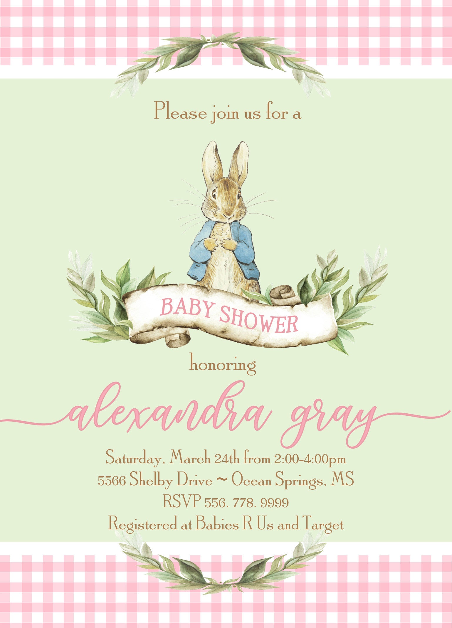 Vintage Peter Rabbit Baby Shower Invitation Printable/digital | Etsy