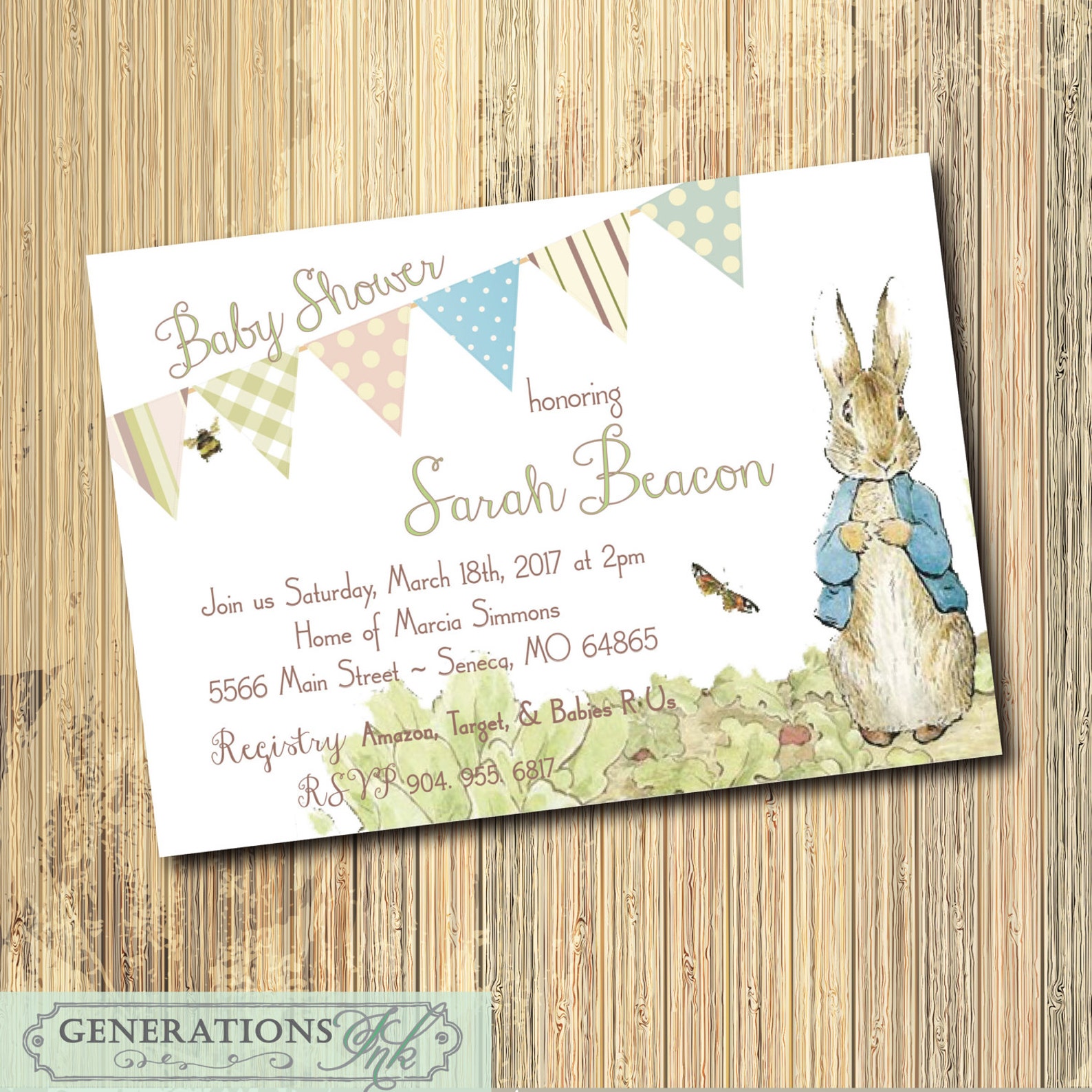 Vintage Peter Rabbit Baby Shower Invitation/gender - Etsy