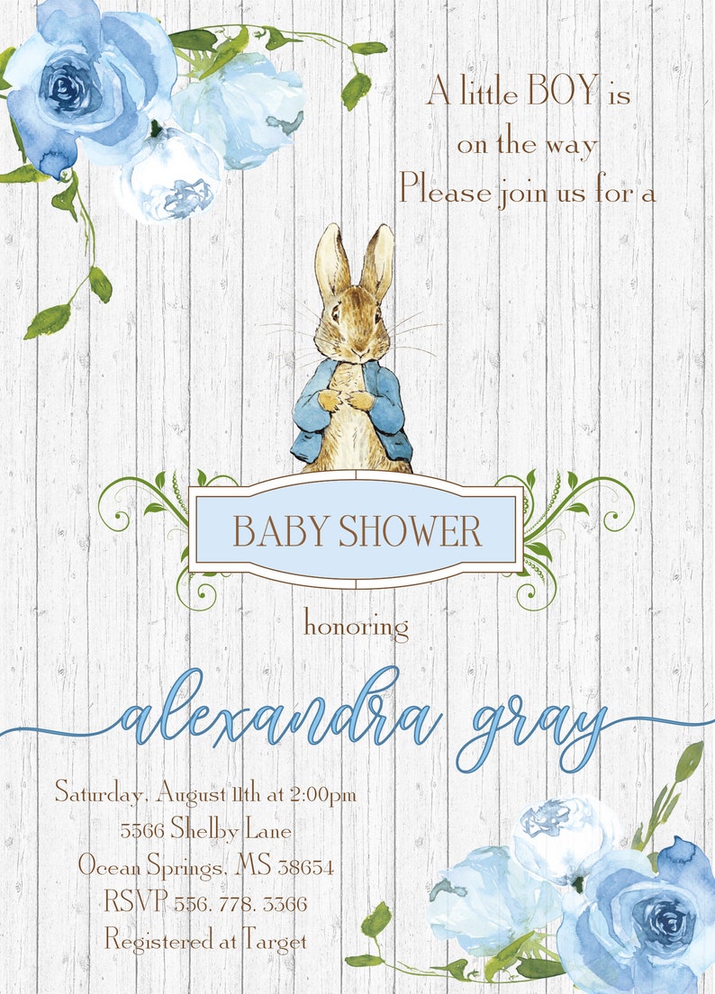 Peter Rabbit Baby Shower Invitation Vintage Peter Rabbit Boy | Etsy