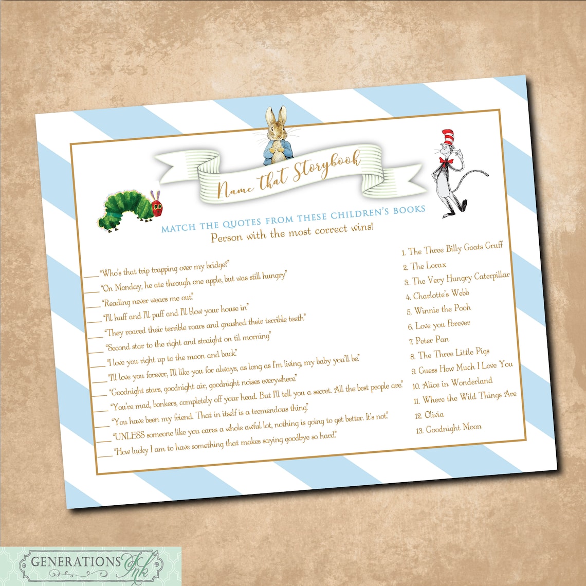 INSTANT DOWNLOAD, Name the Storybook Game, Storybook Baby Shower, Name ...