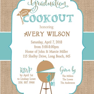 Graduation Party Invitation, Graduation Cookout Invitation, Senior ...