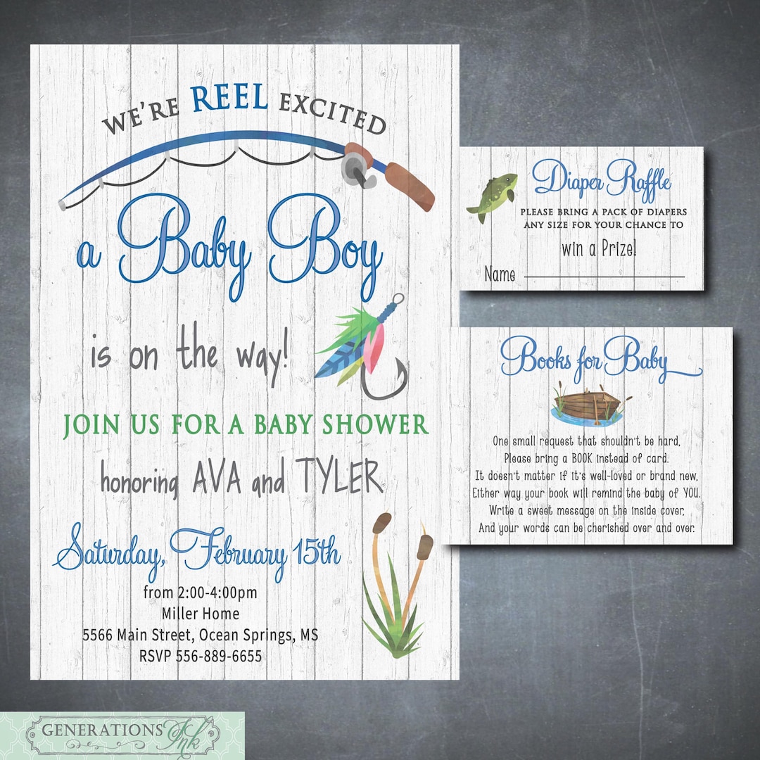 Fishing Baby Shower Invitation, Fishing Themed, Boy Baby Shower, Book ...