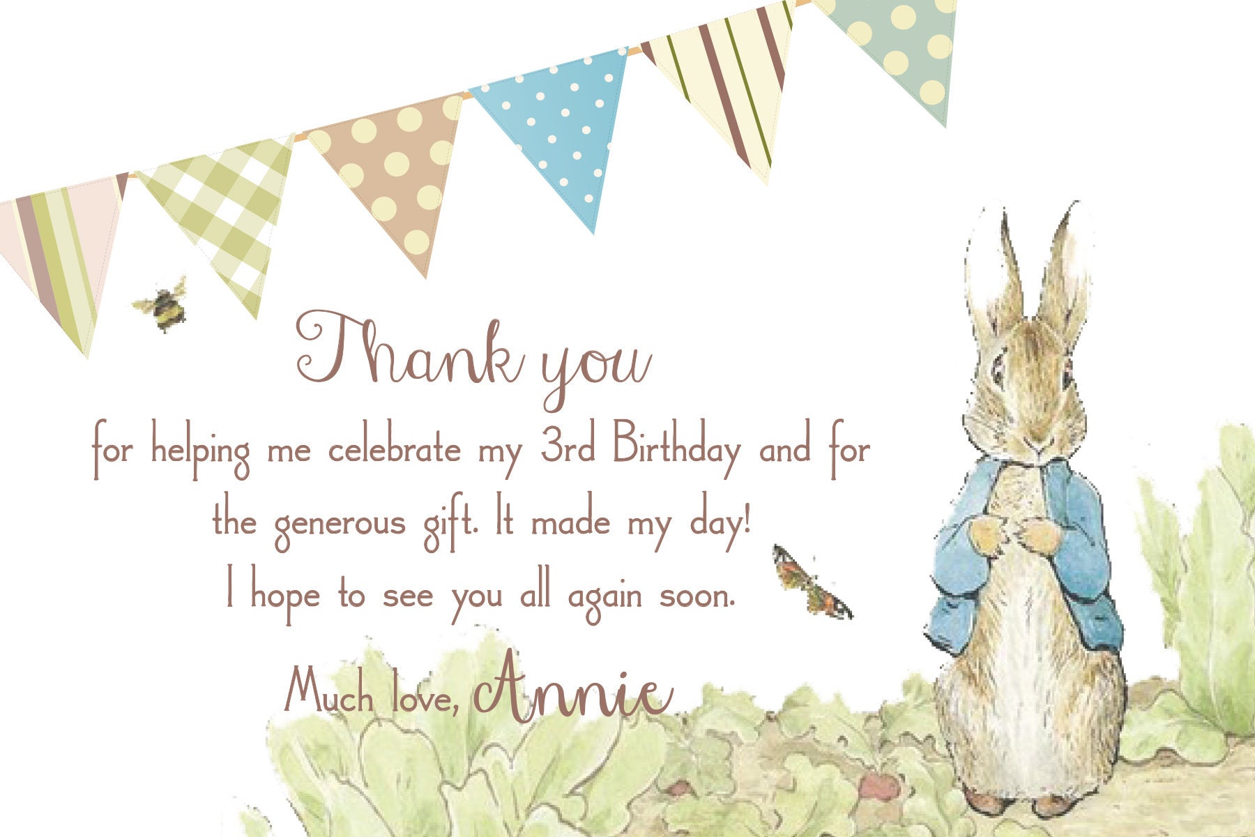 Peter Rabbit Thank You Note Printable/digital File or | Etsy