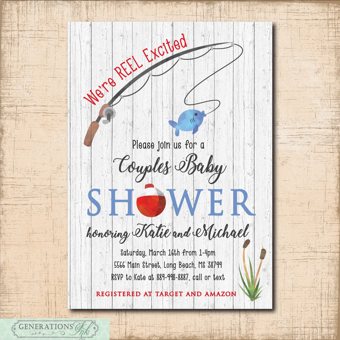Fishing Baby Shower Invitation, Couples Baby Shower, Fishing Theme ...