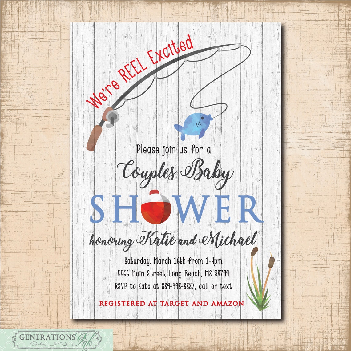 Fishing Baby Shower Invitation Couples Baby Shower REEL - Etsy