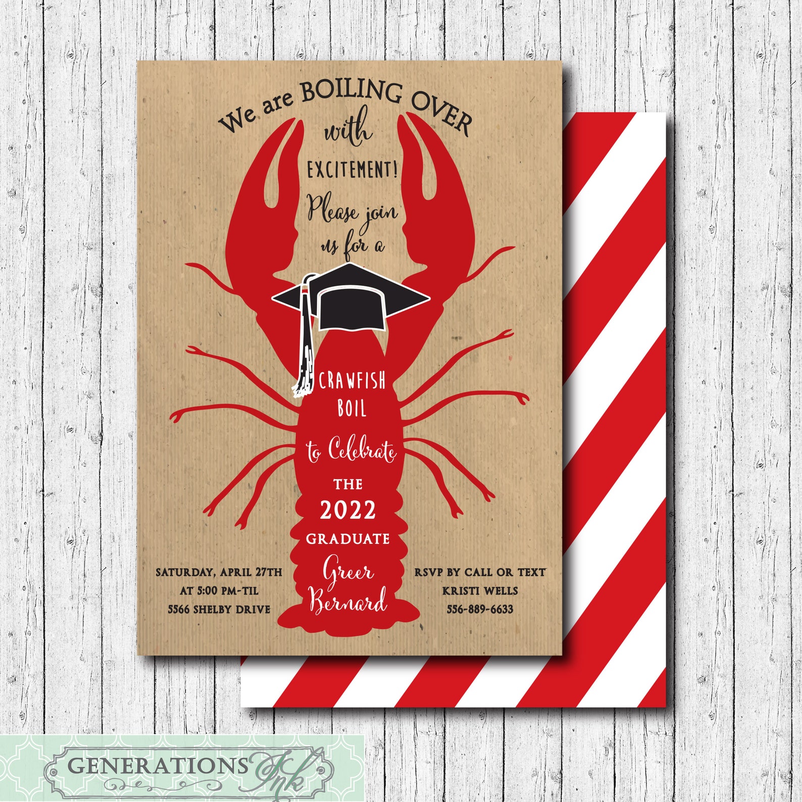 Graduation Party Invitation Crawfish Boil Invitation - Etsy