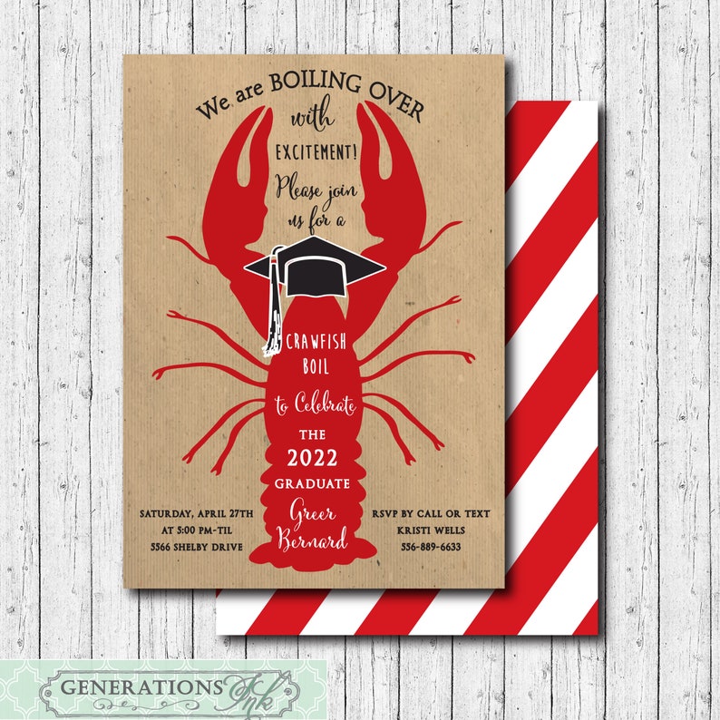 Graduation Party Invitation, Crawfish Boil Invitation, Graduation ...