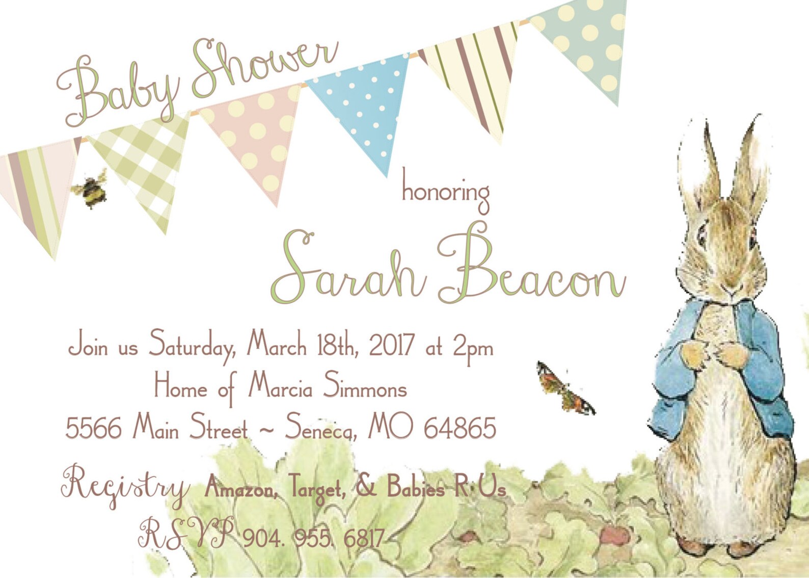 Vintage Peter Rabbit Baby Shower Invitation/gender - Etsy