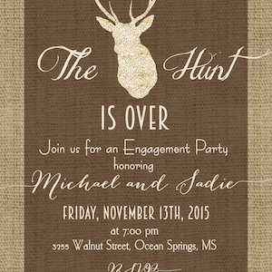 Hunt is Over Invitation, Engagement Party Invitation, Couples ...
