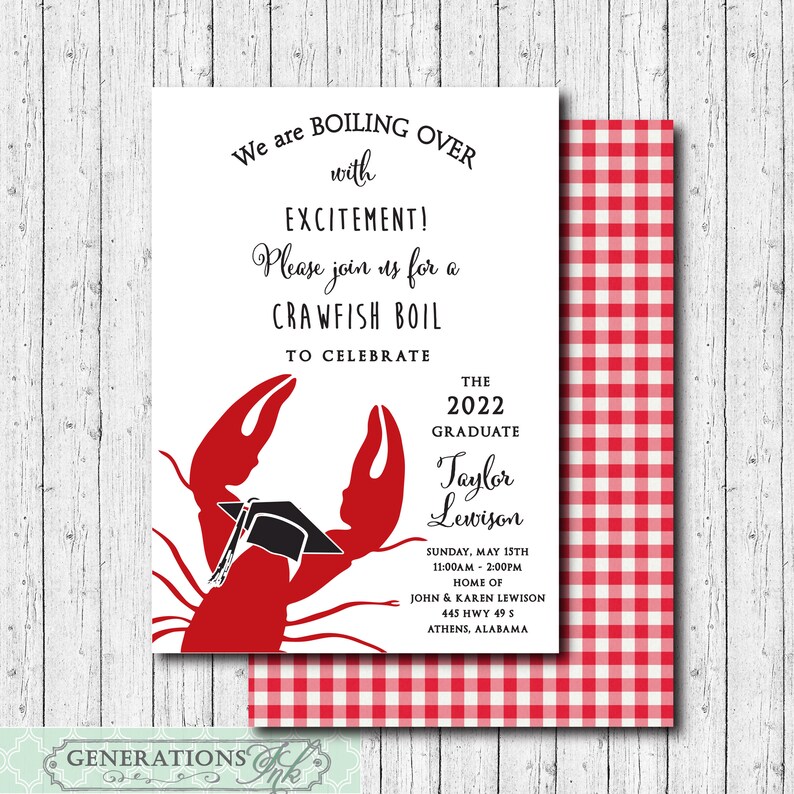 Graduation Party Invitation, Crawfish Boil Invitation, Graduation ...