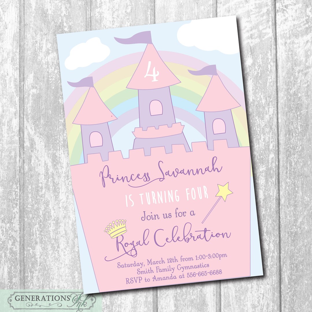 Princess Birthday Invitation Printable/digital File/princess Castle ...